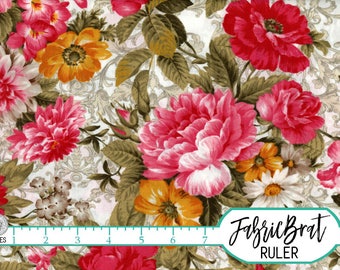 Large flower fabric | Etsy