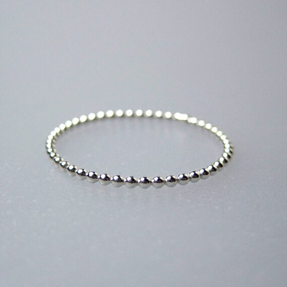 Beaded Sterling Silver Stacking Ring Simple Ring Dainty