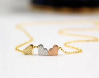 3 heart necklace | Etsy