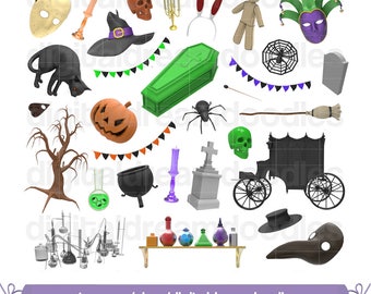 Spooky clipart | Etsy