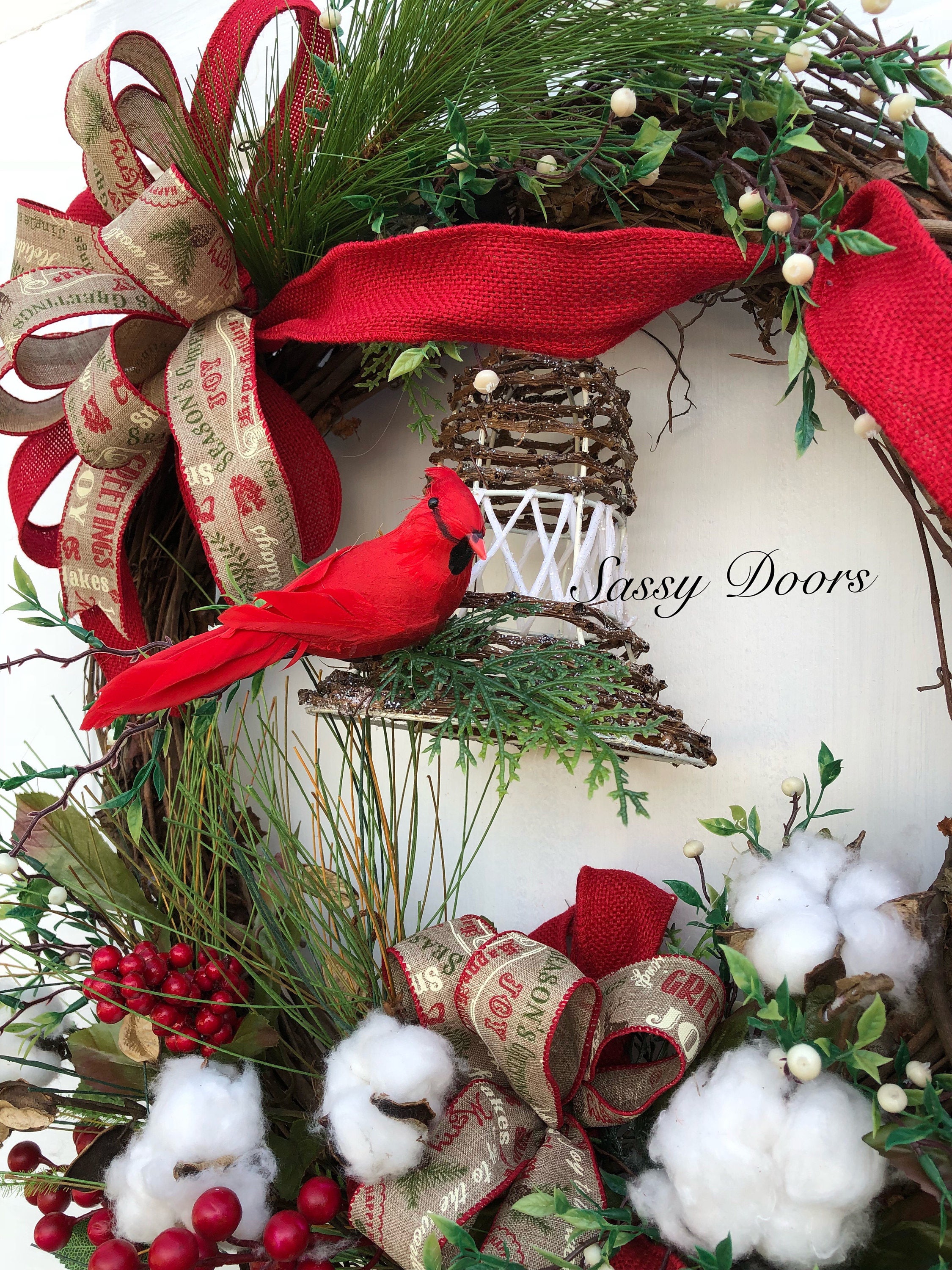 Woodland Christmas Wreath, Rustic Chrisrmas Wreath, Country Christmas ...