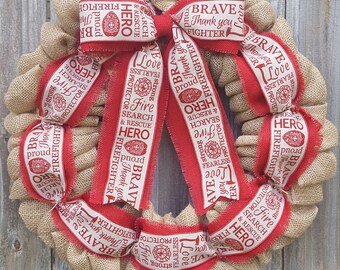 Firefighter wreath | Etsy
