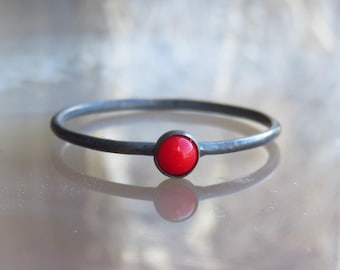 Red stone ring | Etsy