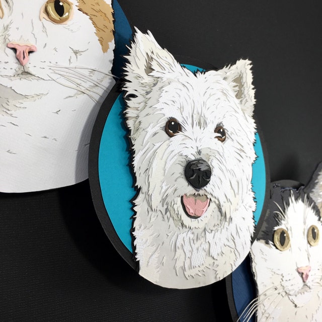 Custom Handmade Paper Pet Portraits by PaperPetArt on Etsy