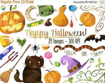 Watercolor Halloween Clipart Spooky Halloween Party Clip Art