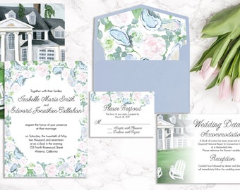 Hand painted wedding invitation | Etsy