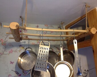 Iron Pot Rack French Vineyard California Grape Leaf Design