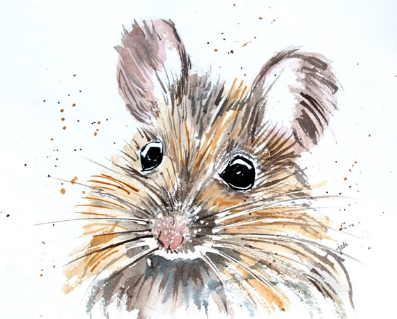 Mouse Watercolor Print of Original Painting Watercolor Mouse