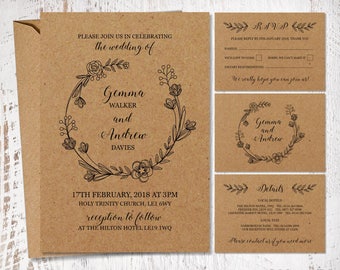Kraft wedding invite | Etsy