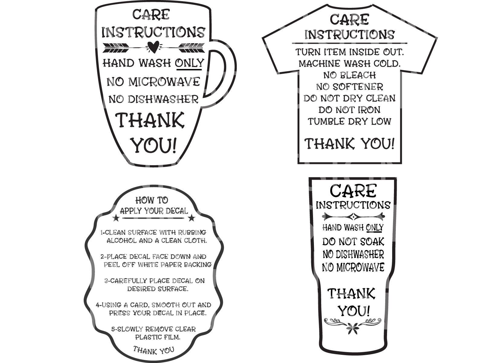 Care Instructions Digital File T Shirt Care Instructions