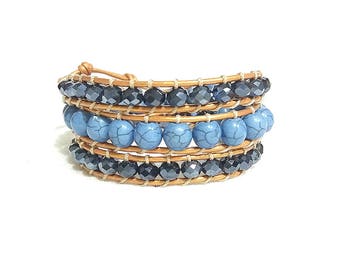 Blue wrap bracelet | Etsy