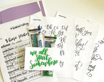 Hand lettering worksheets | Etsy