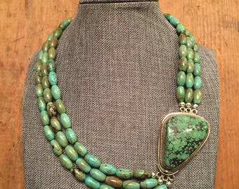 Green turquoise necklace | Etsy