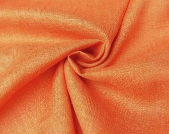 Orange linen fabric | Etsy