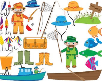 Fishing clip art | Etsy