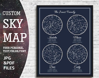 Star map by date | Etsy