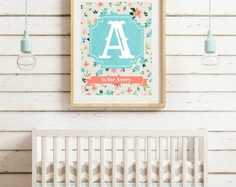 Customized Baby Name Art Print with Name Meaning