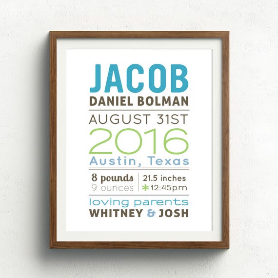 Personalized Baby Name Print Baby Nursery Wall Art baby name
