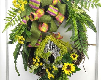 Birdhouse wreath | Etsy