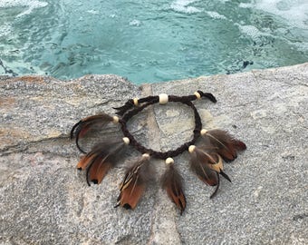 Feather Arm Piece Brown&Black Mixed Sized Patterned Natural