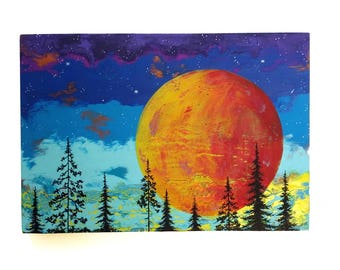 Full moon painting | Etsy