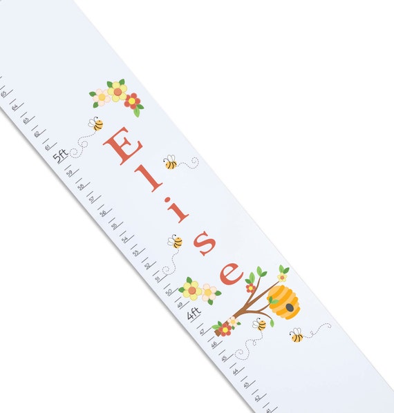 Personalized Bumble Bee Growth Chart Ruler Childs Honey Bees