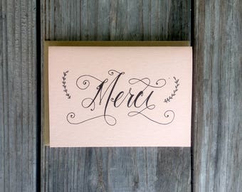 Items similar to Thank You Cards, Merci, Assorted Kraft Bunting, Hand ...