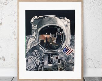 Astronaut painting | Etsy