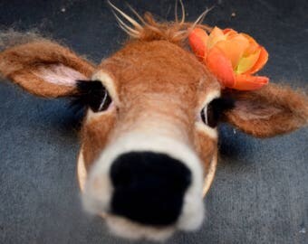 Needle felted cow | Etsy
