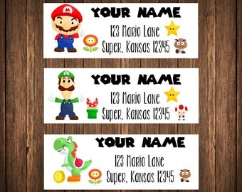 Super mario labels | Etsy