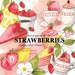 Strawberry digital clipart kit hand painted watercolor clip