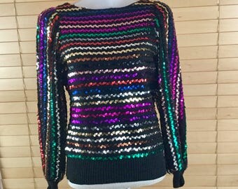 Rainbow sequin top | Etsy