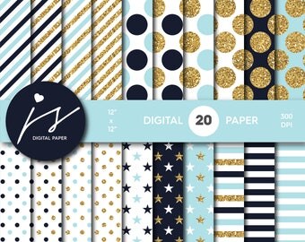 Gold Digital Paper Bokeh Patterns Backgrounds & Glitter frames