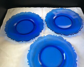 Blue glass plates | Etsy