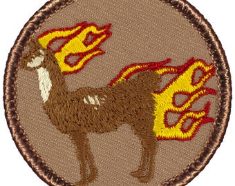 Flaming Loon Patch 265A 2 Inch Diameter Embroidered Patch