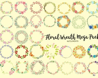 Flower Wreaths Clipart Floral Wreaths set Wedding wreaths