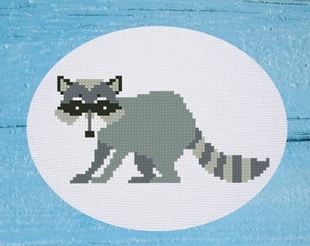 Raccoon cross stitch | Etsy