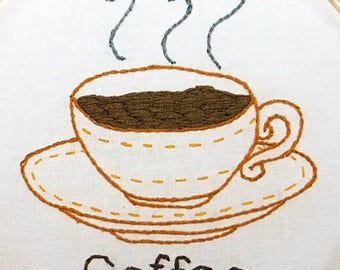 Coffee embroidery | Etsy