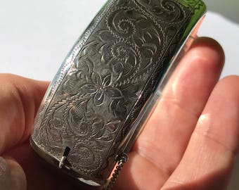 Wide silver bangle | Etsy