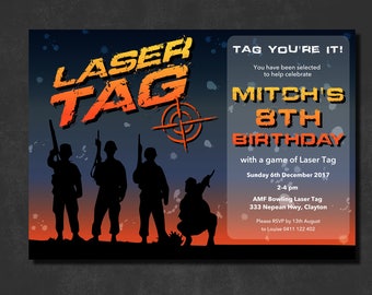 Laser tag invites | Etsy