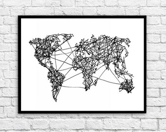 Abstract world map | Etsy