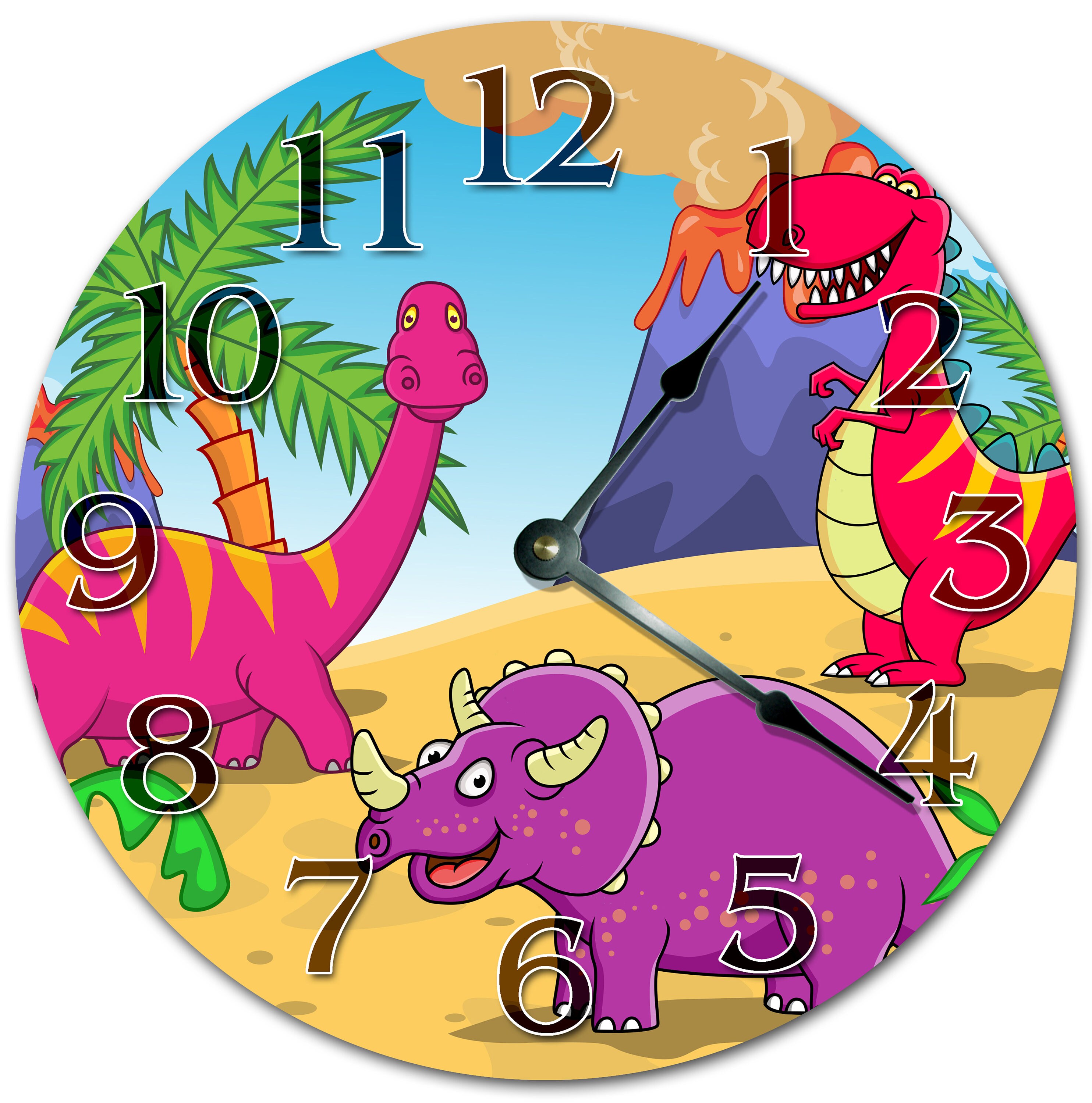 10.5 DINOSAURS CARTOON Clock Living Room Clock Large