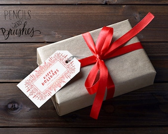 Red gift tags | Etsy