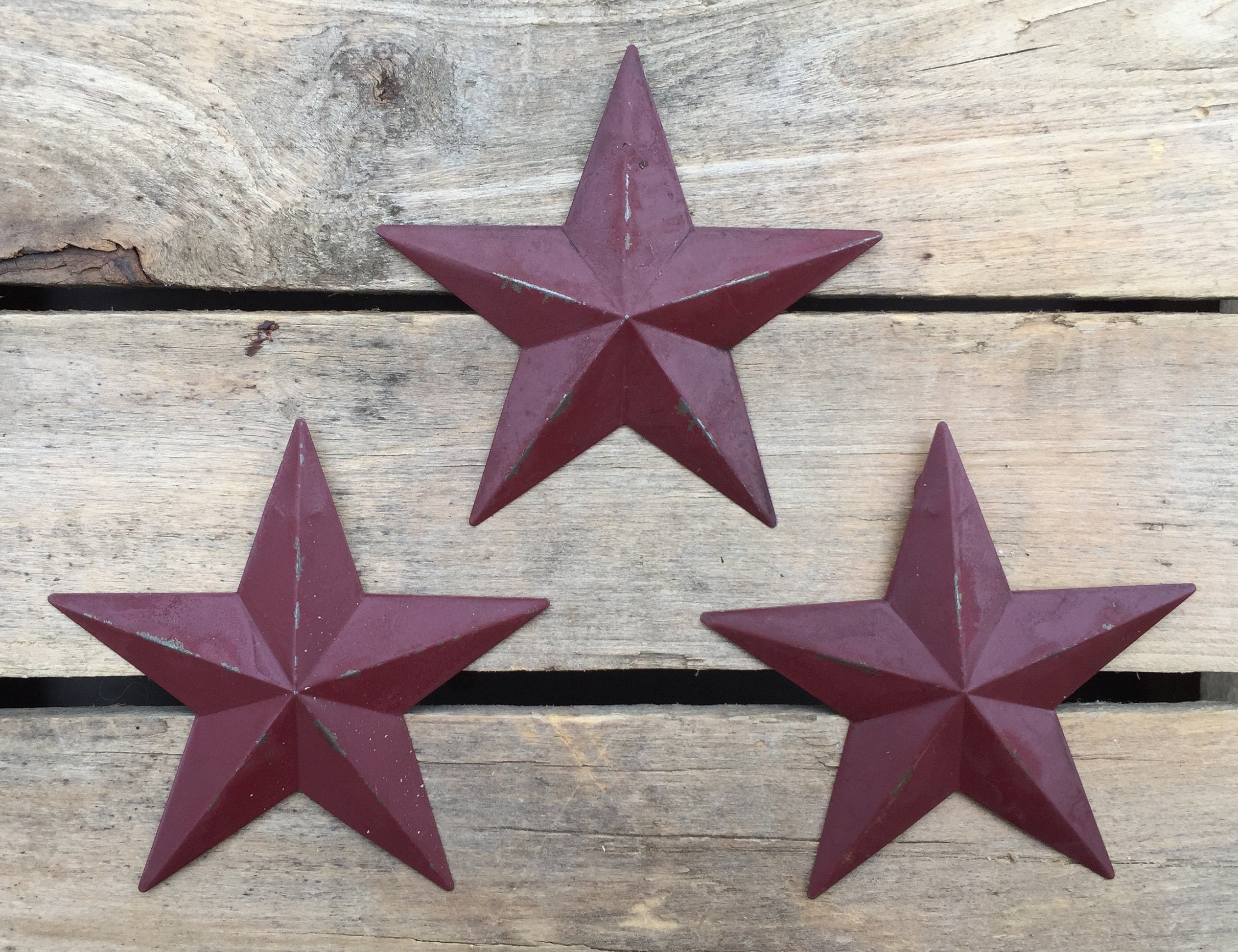 Set of 3 Small Metal Barn Stars
