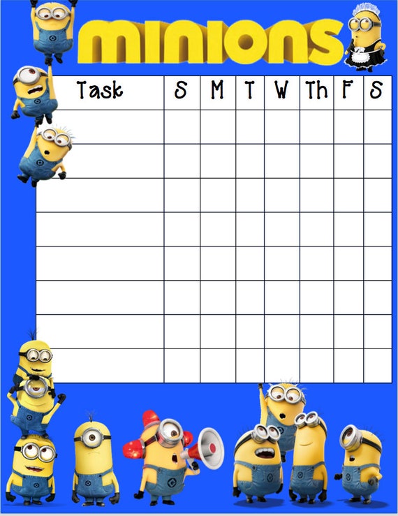 Minions Chore Chart Printable Instant Download