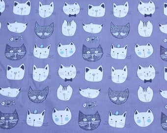 Cat print fabric | Etsy