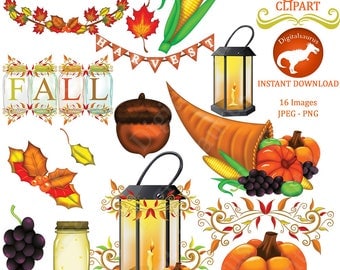 Autumn clip art | Etsy