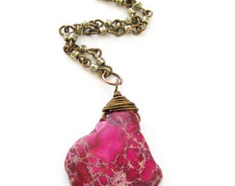 Pink stone necklace | Etsy