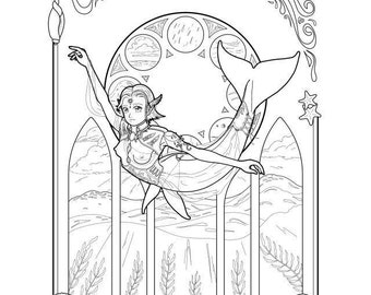 Merfolk coloring page.