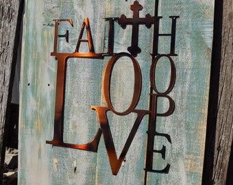 Faith hope love sign | Etsy